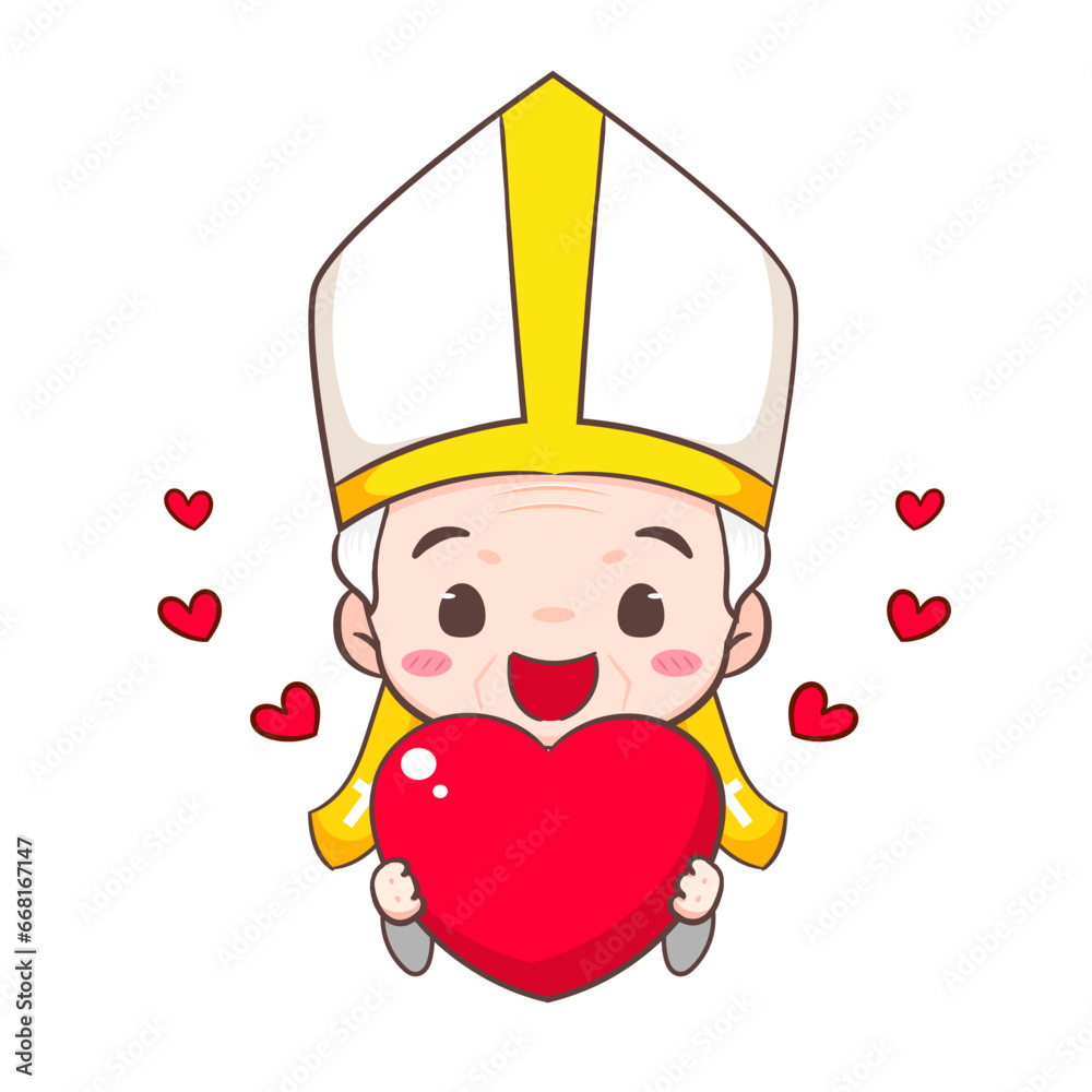Cute Pope cartoon character. Happy smiling catholic priest mascot ...