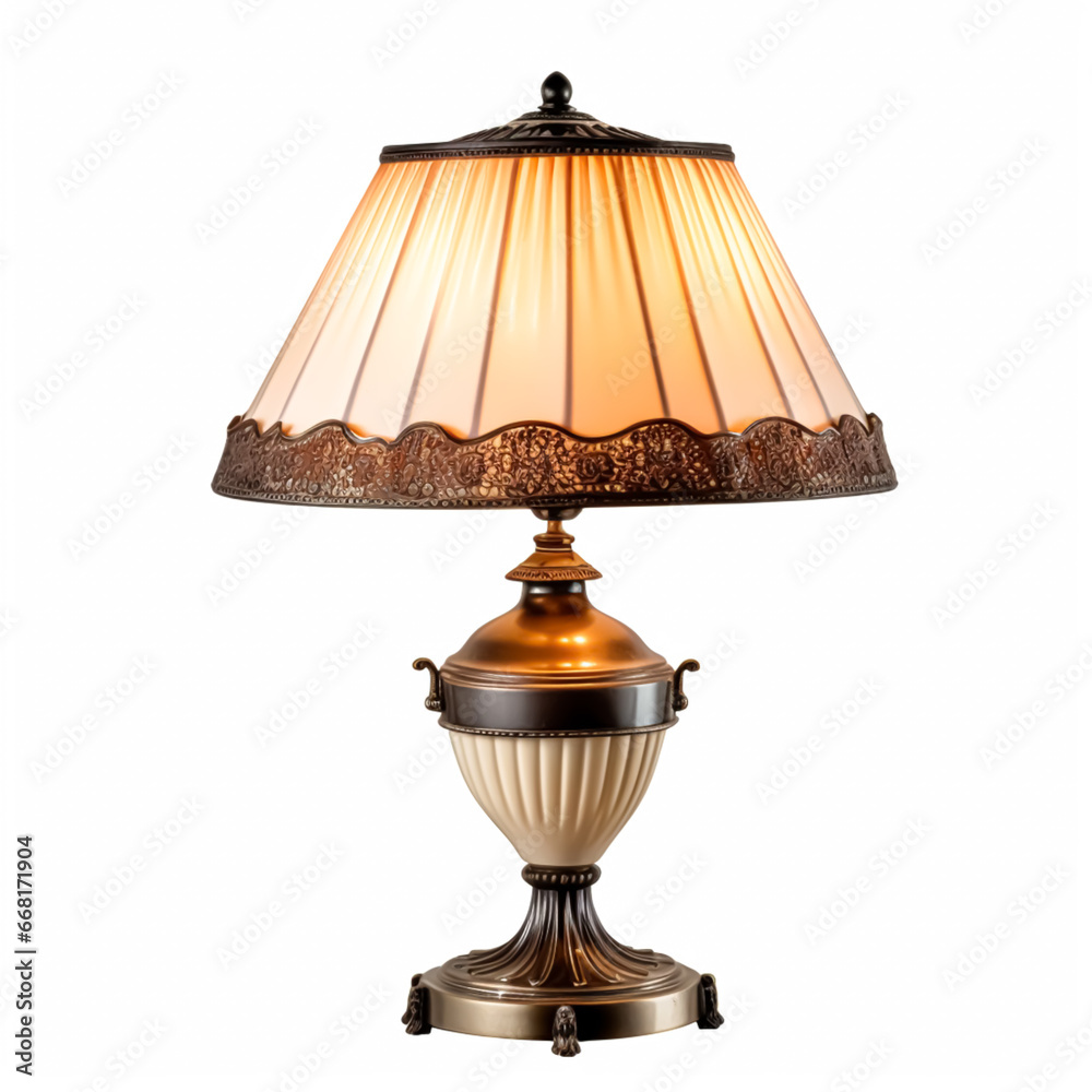 Vintage country style antique table lamp with a beautiful lampshade ...