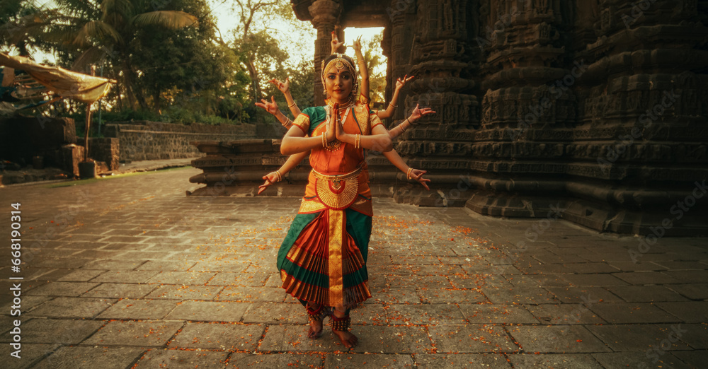 Portrait of Expressive Young Females Dancing Folk Dance Choreography in ...