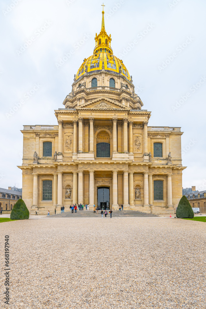 Les Invalides, or Hotel des Invalides. Complex of historical buildings ...