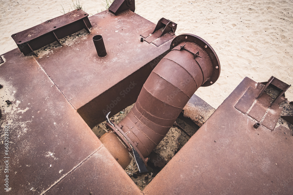 Rusty ships and boats in the desert at the bottom of the dried up Aral ...