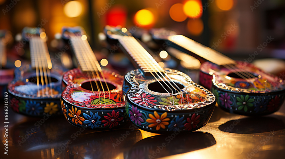 Traditional maracas and other musical instruments used in Dia de la ...