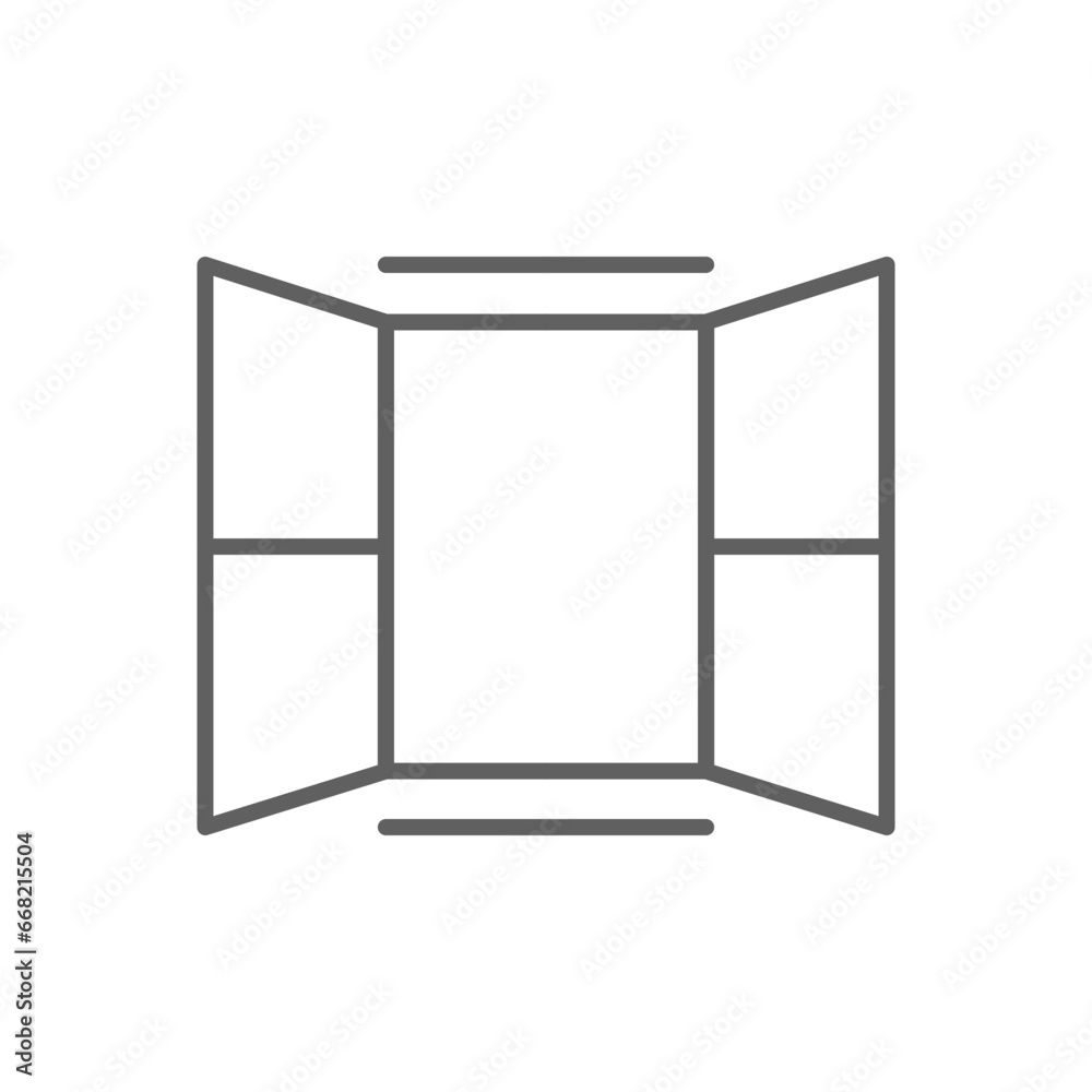 Opened window icon. Simple outline style. Open window, frame, room ...