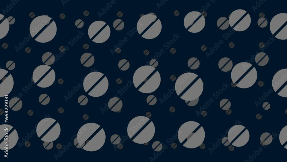 Pill symbols float horizontally from left to right. Parallax fly effect ...