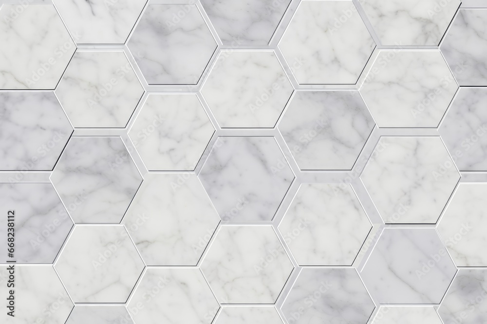 Wallpaper of hexagon tiles of solid marble with white seams. High ...