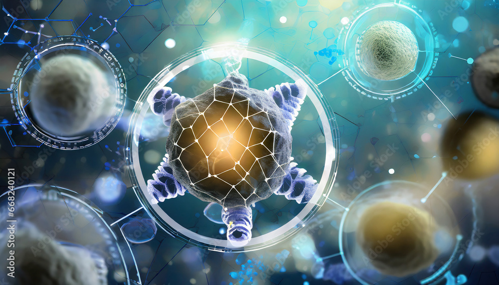 Microscopy of futuristic genetic engineered cell. Advanced ...