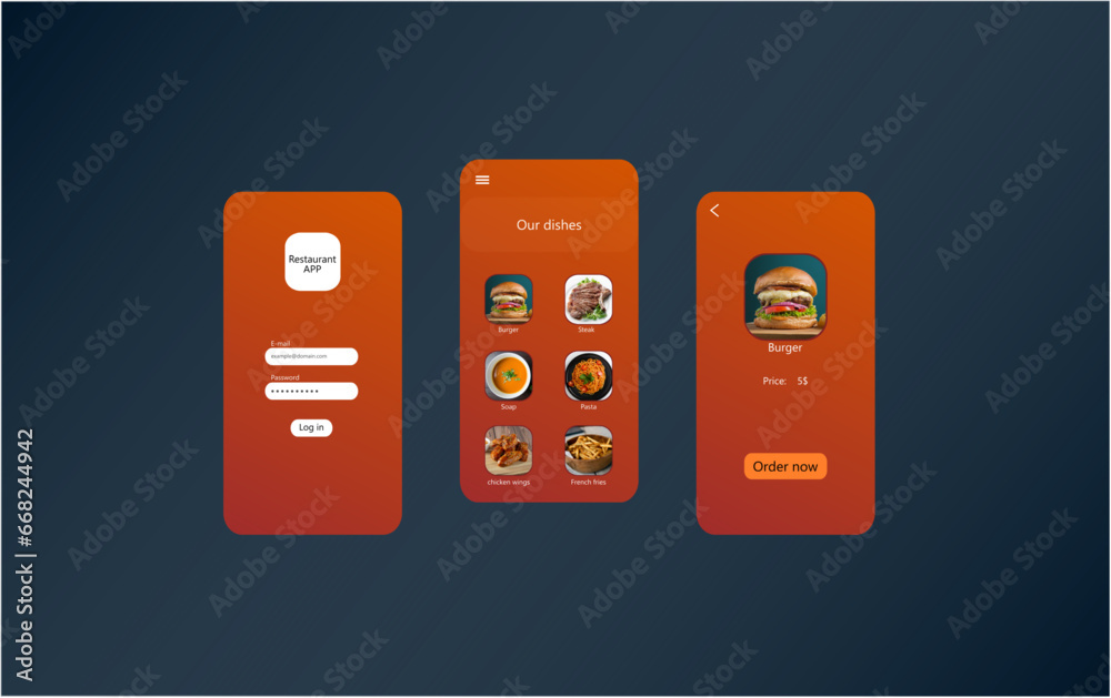 Restaurant Mobile App UI / UX Screens. Pantallas UI/UX de aplicaciones ...