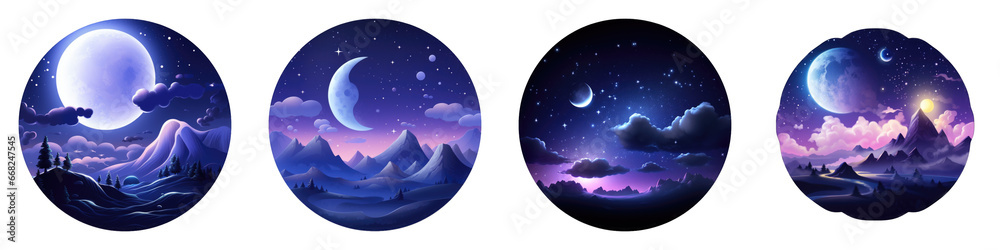 Phenomenal Night Skies clipart collection, vector, icons isolated on ...