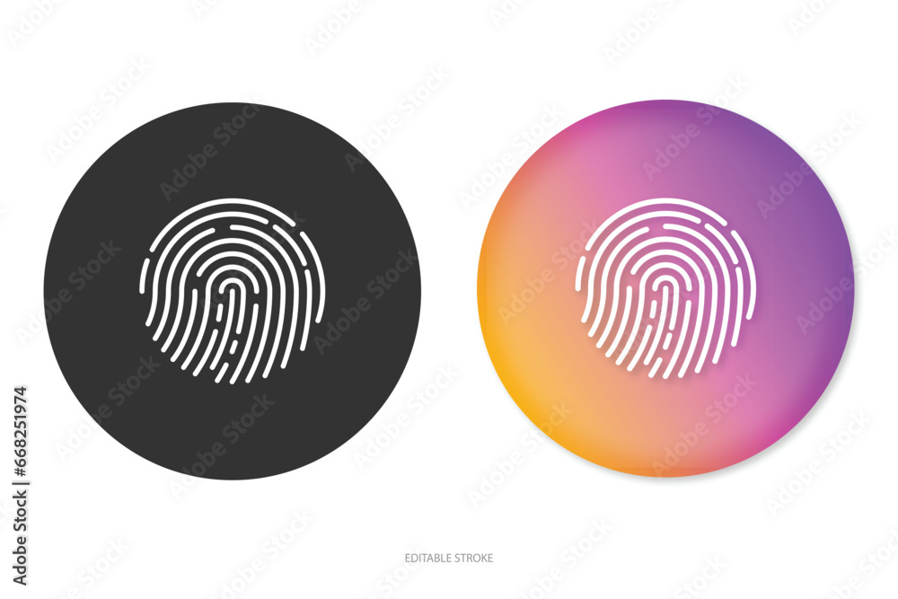fingerprint digital icon, finger print symbol, thumb biometric scan ...