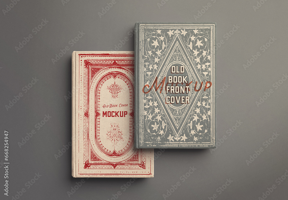Front Cover Old Books Mockup Stock Template | Adobe Stock