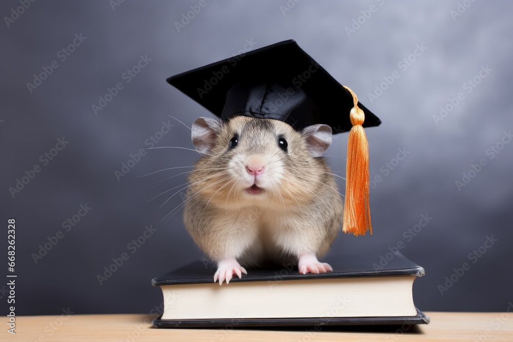Photo of a Hamster in a graduation cap, proudly displaying a tiny ...