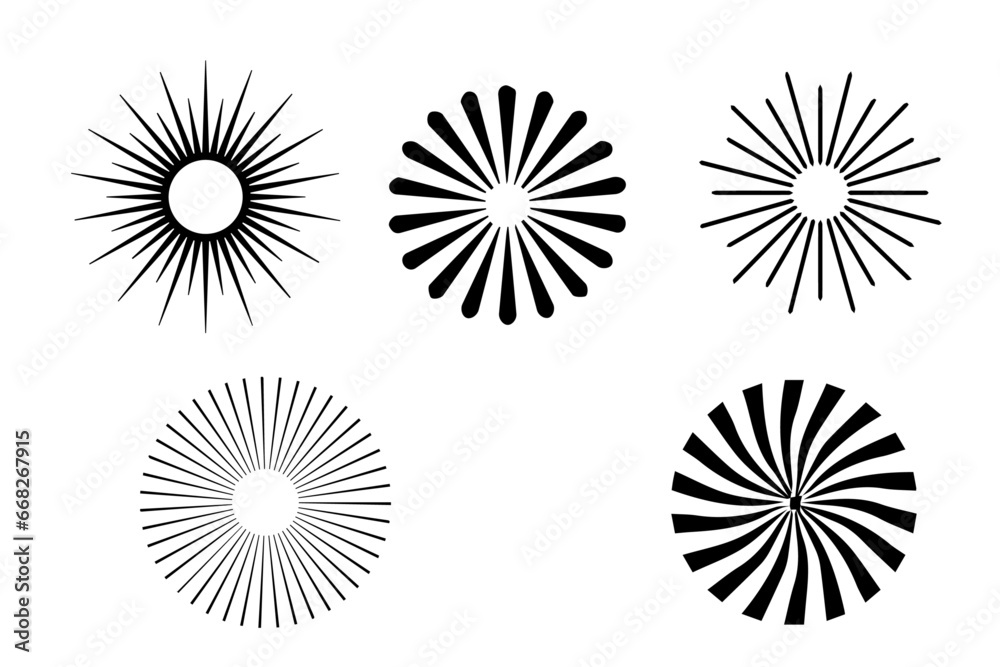 Sunburst Element Set Starburst Radial Stripes Background Sunburst