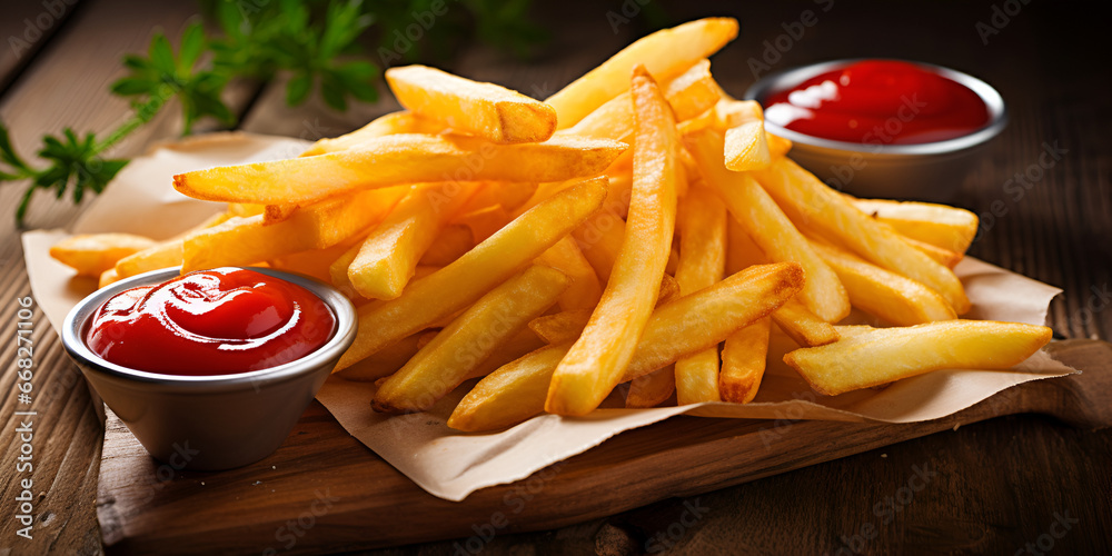 Potato Finger Chips and Ketchup Close-Up: A Sensory Delight Exploring ...