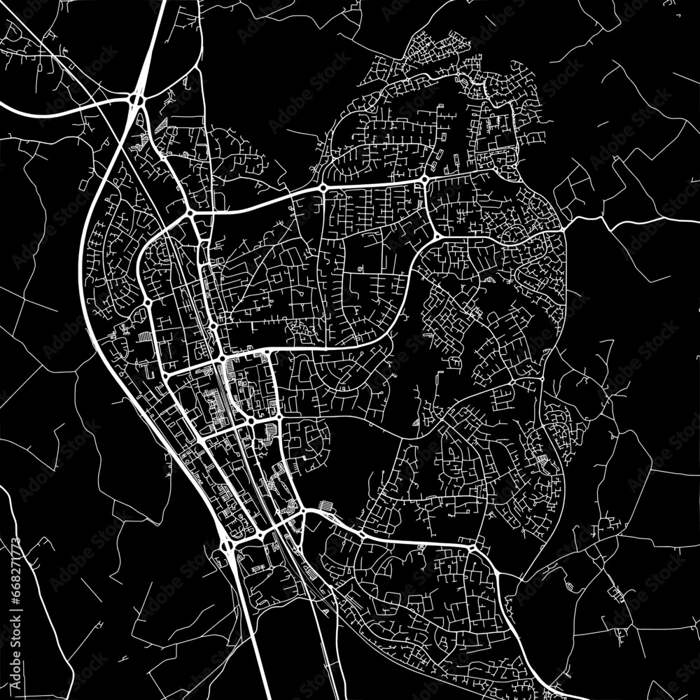 1:1 square aspect ratio vector road map of the city of Stevenage in the ...