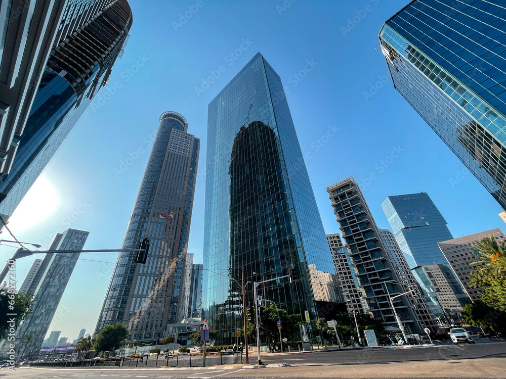 Modern office and residential towers in the financial district of Ramat ...