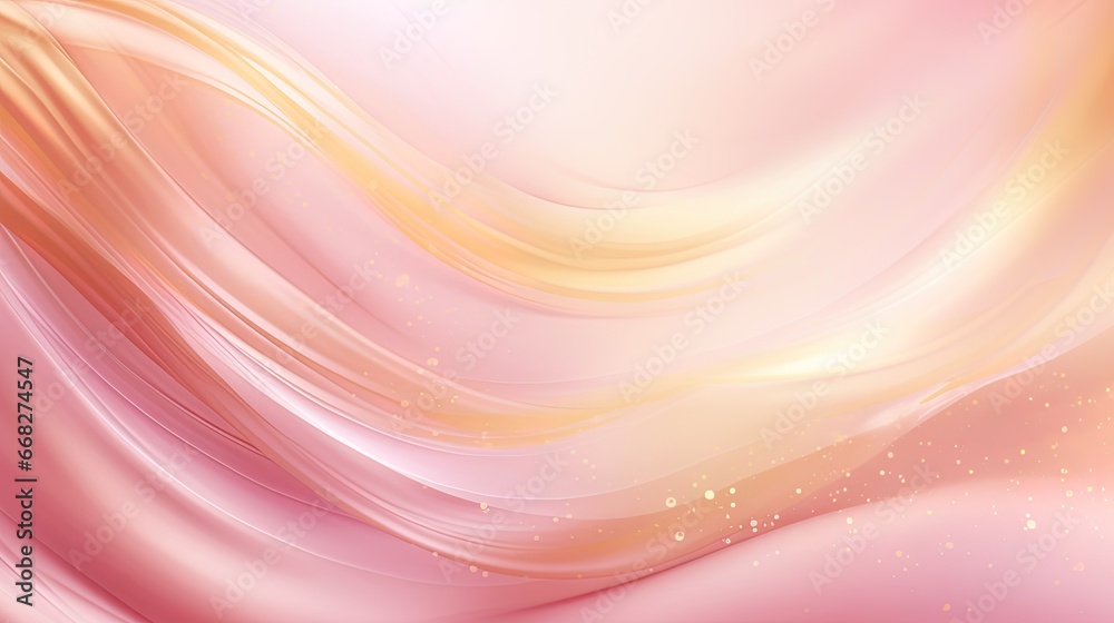 Soft wave of golden and pink light with shiny, beautiful particules ...