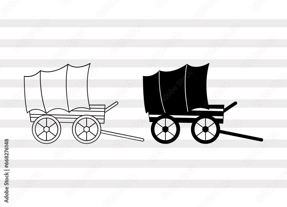 Wagon SVG, Wagon Silhouette, Covered Wagon Svg, Wild West Svg, Horse ...