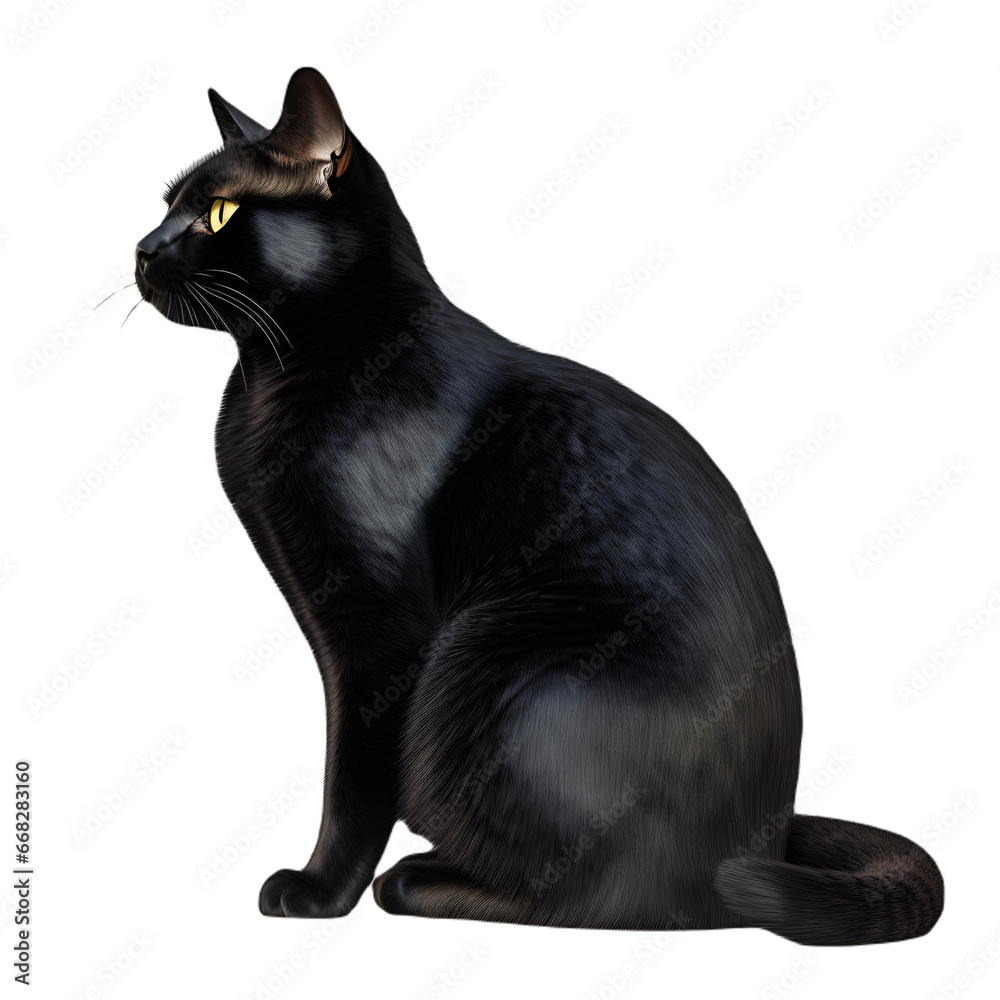 Bombay Cat, Black Cat, Realistic, Transparent Background, PNG, Sitting ...