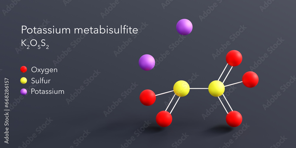 Potassium Metabisulfite Molecule 3d Rendering Flat Molecular Structure 9460
