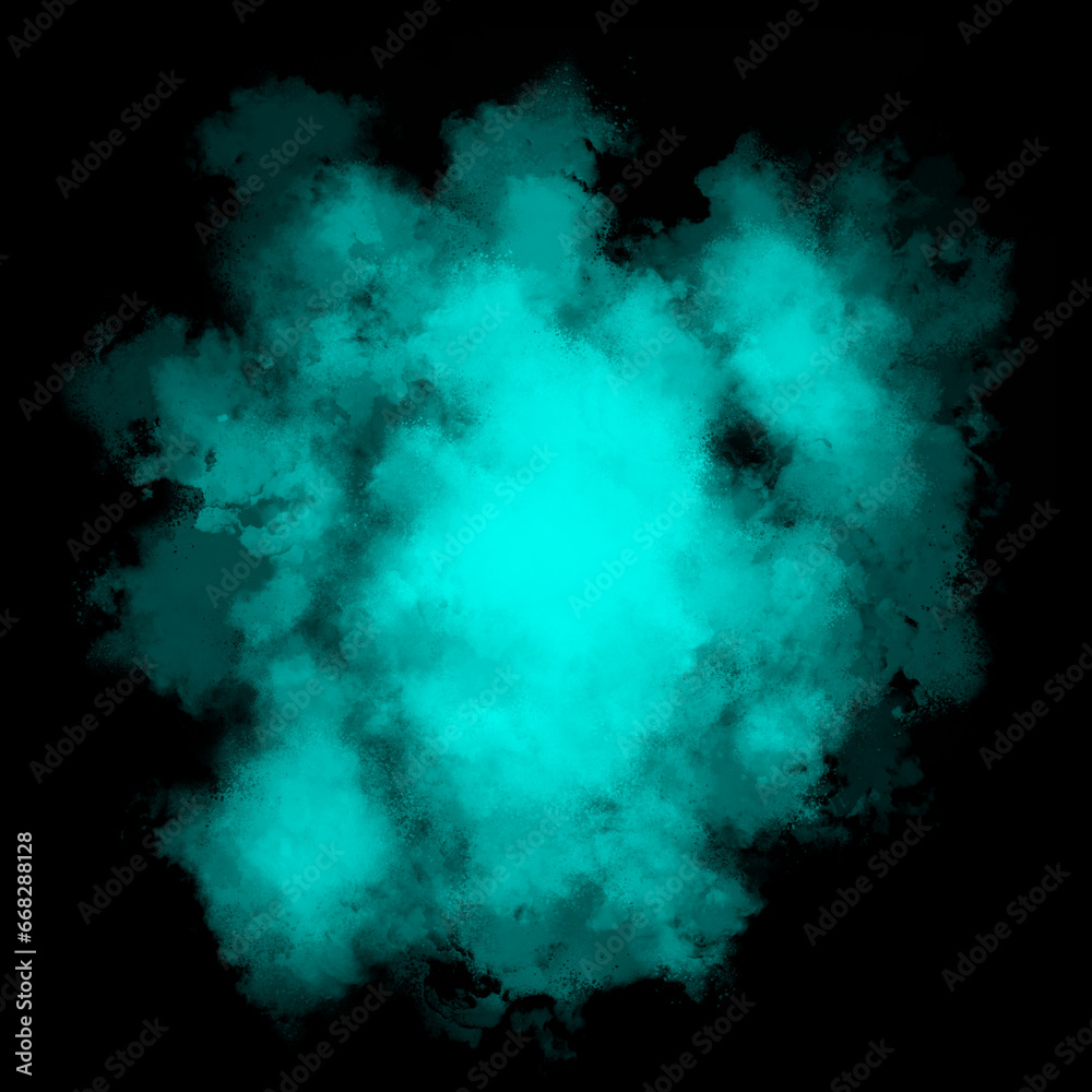 Turquoise color powder explosion isolated on black background. Royalty ...