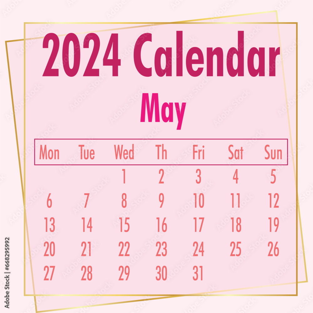 Calendar 2024, week start Sunday, corporate design template vector ...