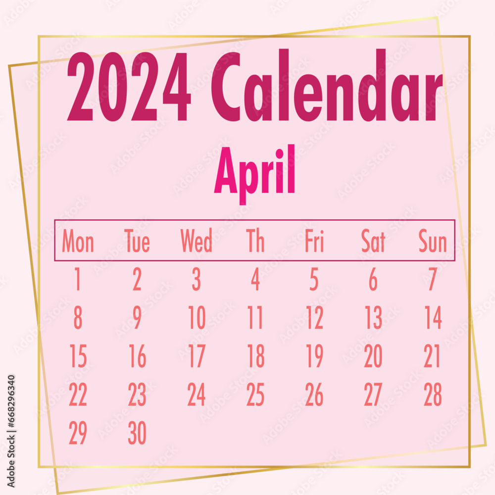 Calendar 2024, week start Sunday, corporate design template vector ...