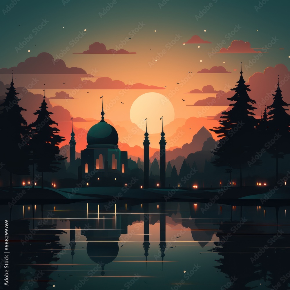 Iconic abstract mosque building in the Middle East with an elegant ...