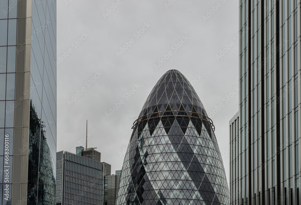London, UK - Oct 23, 2023 - View of The Gherkin building (The swiss re ...