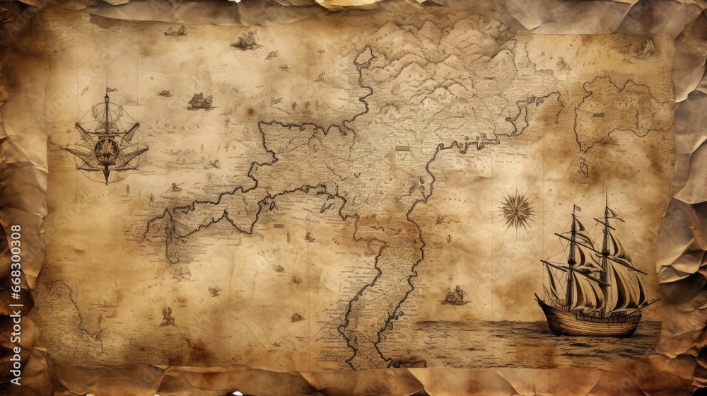 Antique Treasures Unveiled: authentic visuals of an old treasure map ...