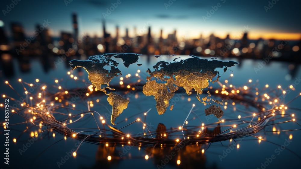 A picture shows routes on a world map connecting the locations of ...