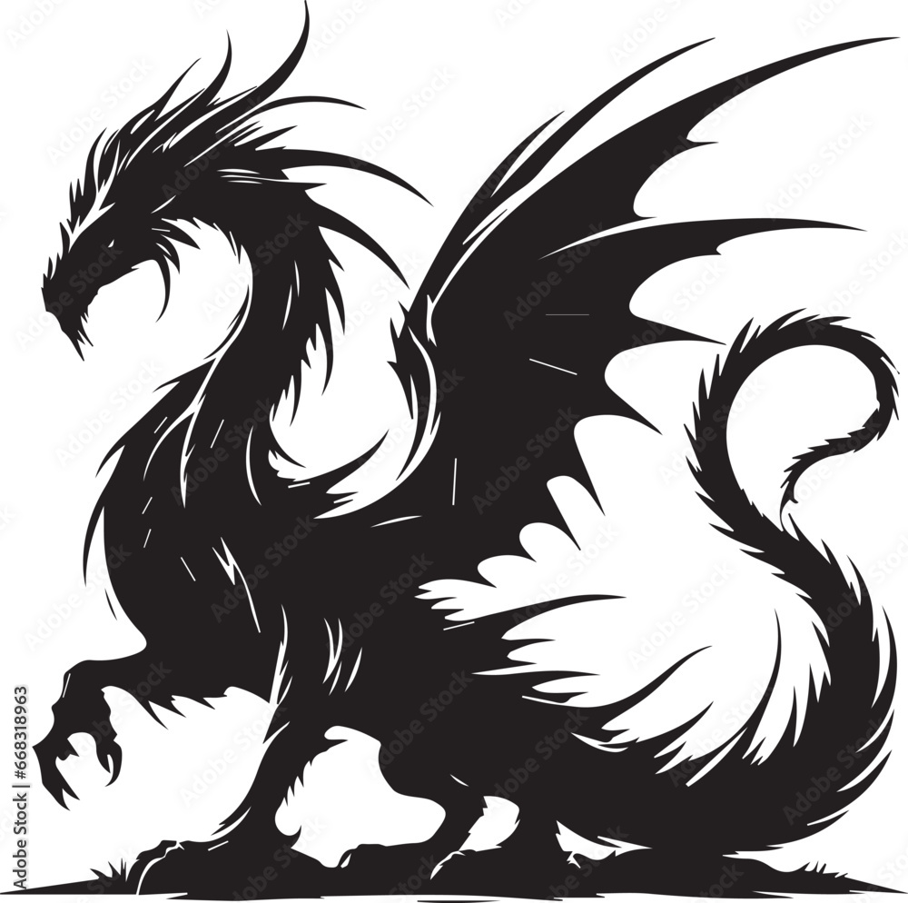 dragon EPS, dragon Silhouette, dragon Vector, dragon Cut File, dragon ...