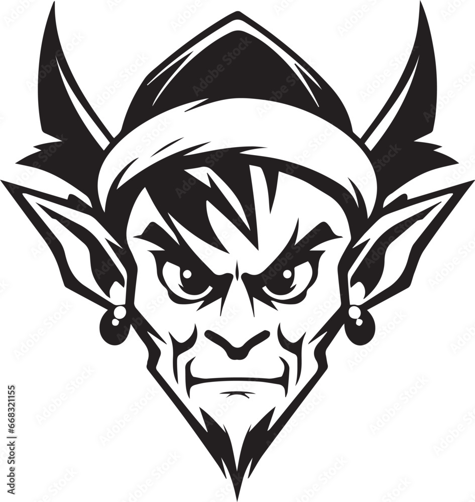 Angry Christmas elf tattoo , Vector Template for Cutting and Printing ...