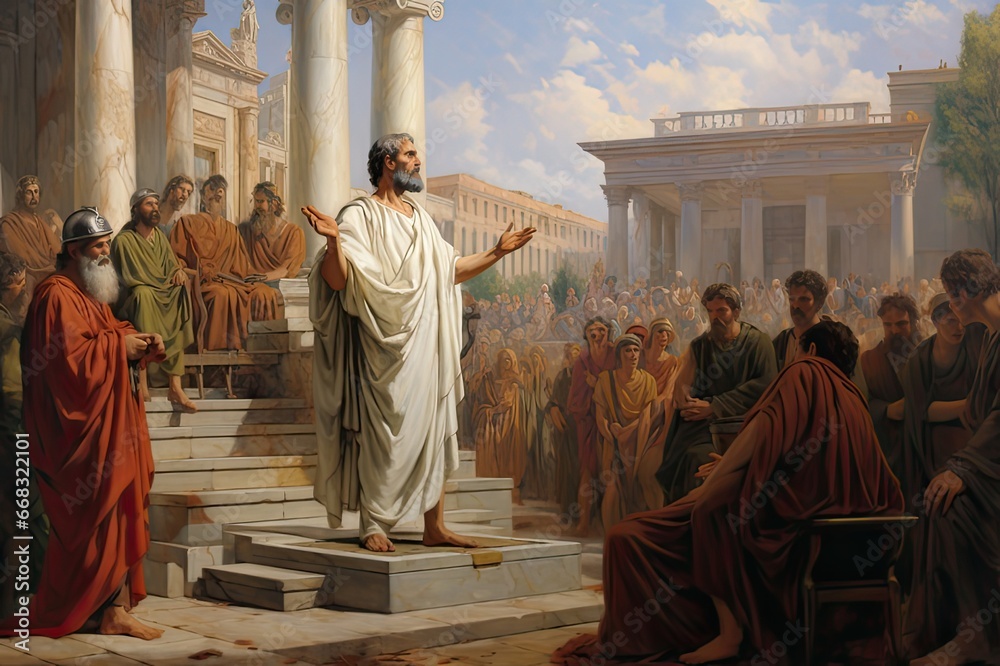 Zeno of Citium, the famous stoic philosopher teaches people stoicism ...