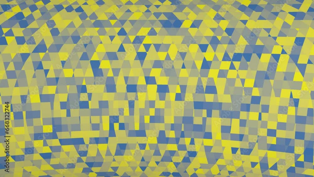 3D looping animation. Blue and yellow animation of noise background ...