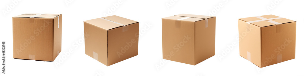 Collection of cardboard gift box package mockups, delivery closed boxes ...