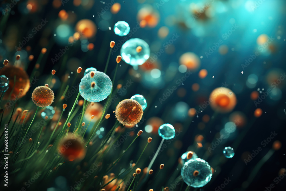 Bacterial cells dividing and multiplying in a symphony of life at the cellular level. Concept of ...