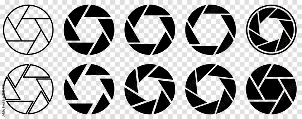 Camera shutter icons. Vector illustration isolated on transparent ...