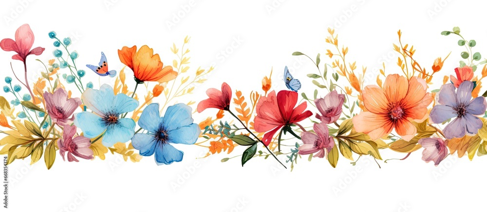Colorful flowers overlay a watercolor mosaic texture Stock Illustration ...