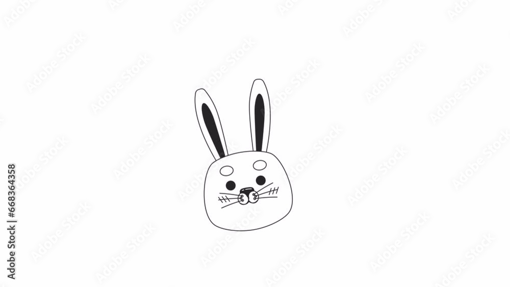 Cute rabbit swaying bw 2D character animation. March hare. Japanese ...