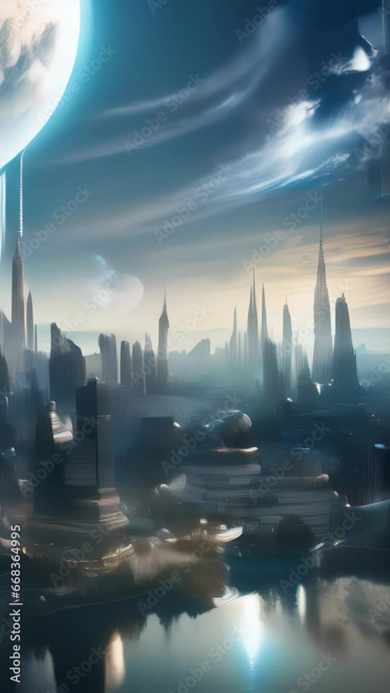 Scifi scene of an alien planet where their dominant species has evolved ...