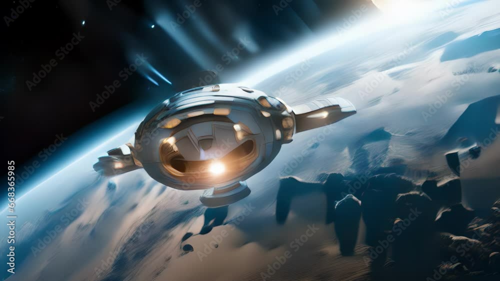 Closeup of a Space Explorers spacecraft landing on a newly discovered ...