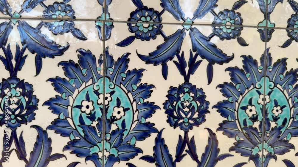 Traditional blue Turkish tiles found in one of the Imperial Ottoman ...