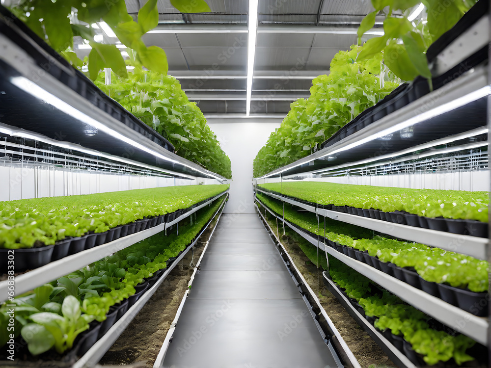 Vertical Farming and Crop Diversity: Rows of Crops in Various Growth ...