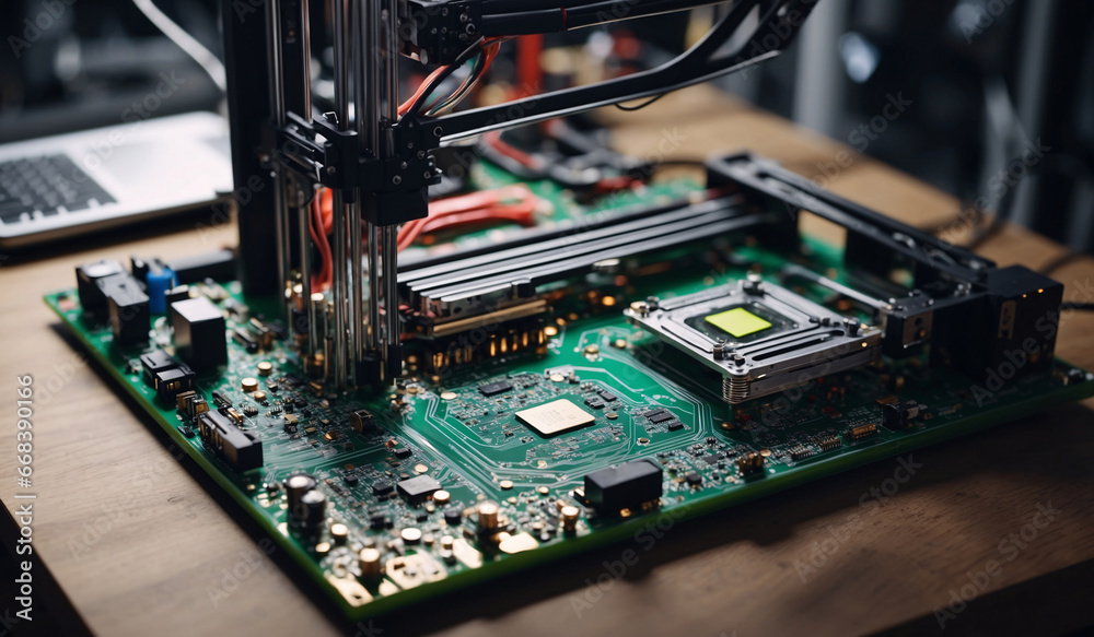 Modern printer for printing modern electronic circuit boards. Creation ...