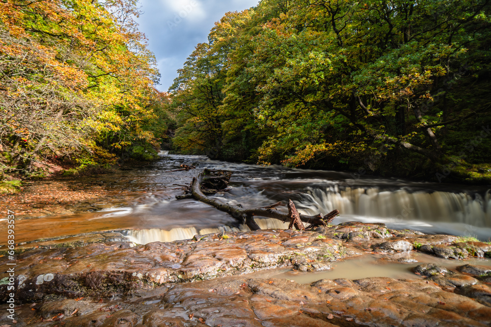 Sgwd y Bedol, meaning 'horseshoe falls', is a series of three ...
