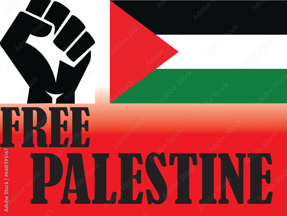 PrintFree Palestine hand fist with the flag of Palestine, isolated on ...