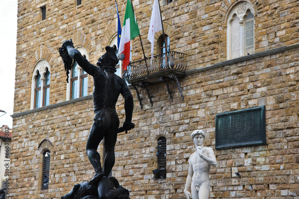 Florence, Italy. September 18, 2023. Piazza della Signoria in Florence ...