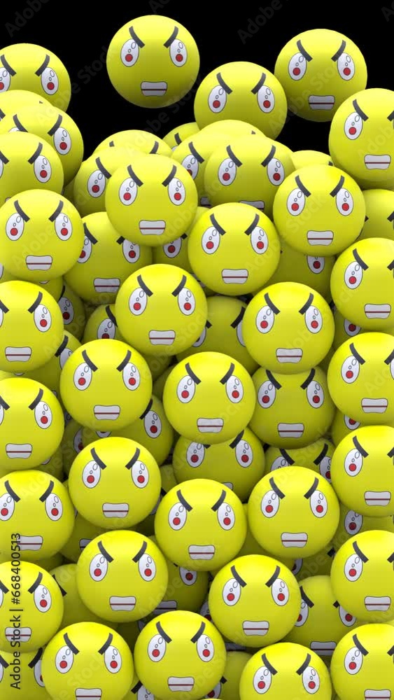 Vidéo Stock Animated Yellow Angry Mad Emote Emoji Emoticon Portrait ...