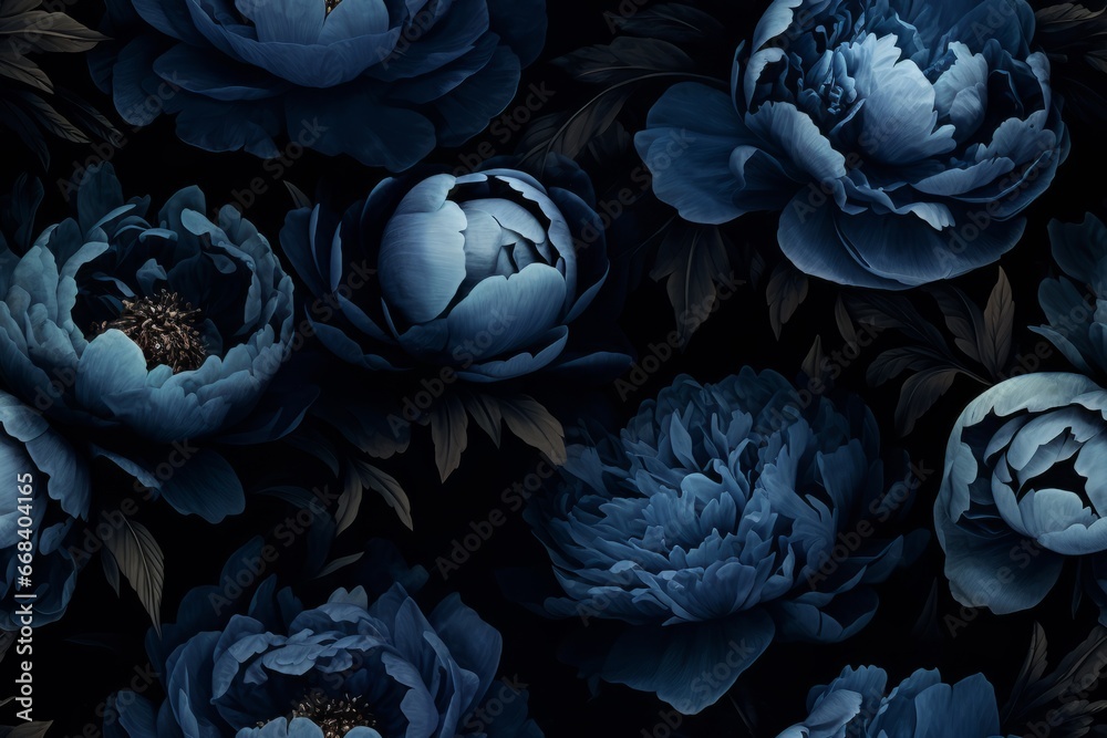 Seamless painterly floral illustration, decadent peony flower ...