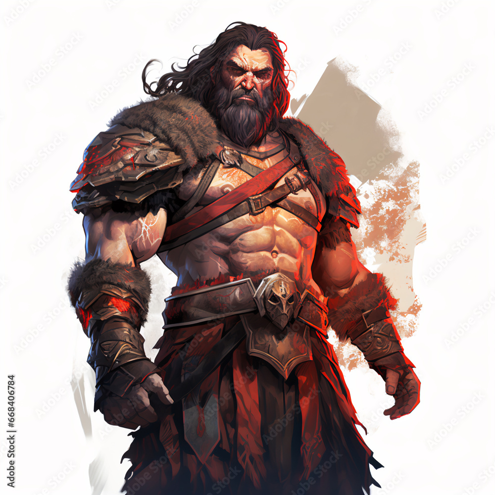 Fantasy Stylized Illustration: Medieval Goliath Barbarian Character ...